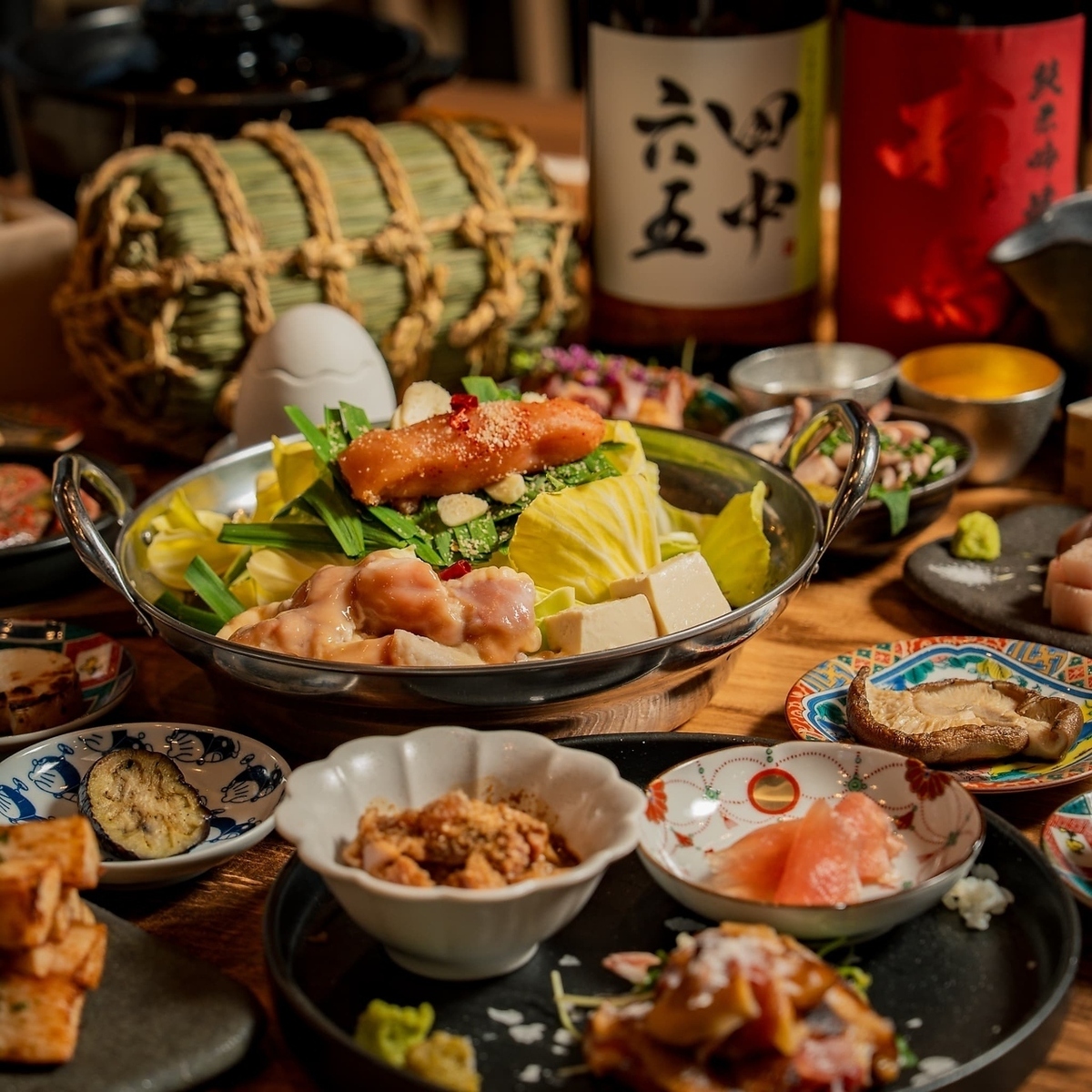 【宴～UTAGE～】博多郷土と名物もつ鍋♪胡麻サバ/レバパテ…全9品 2時間飲み放題 5000円 | 大衆炉端 こめろまん 博多総本店