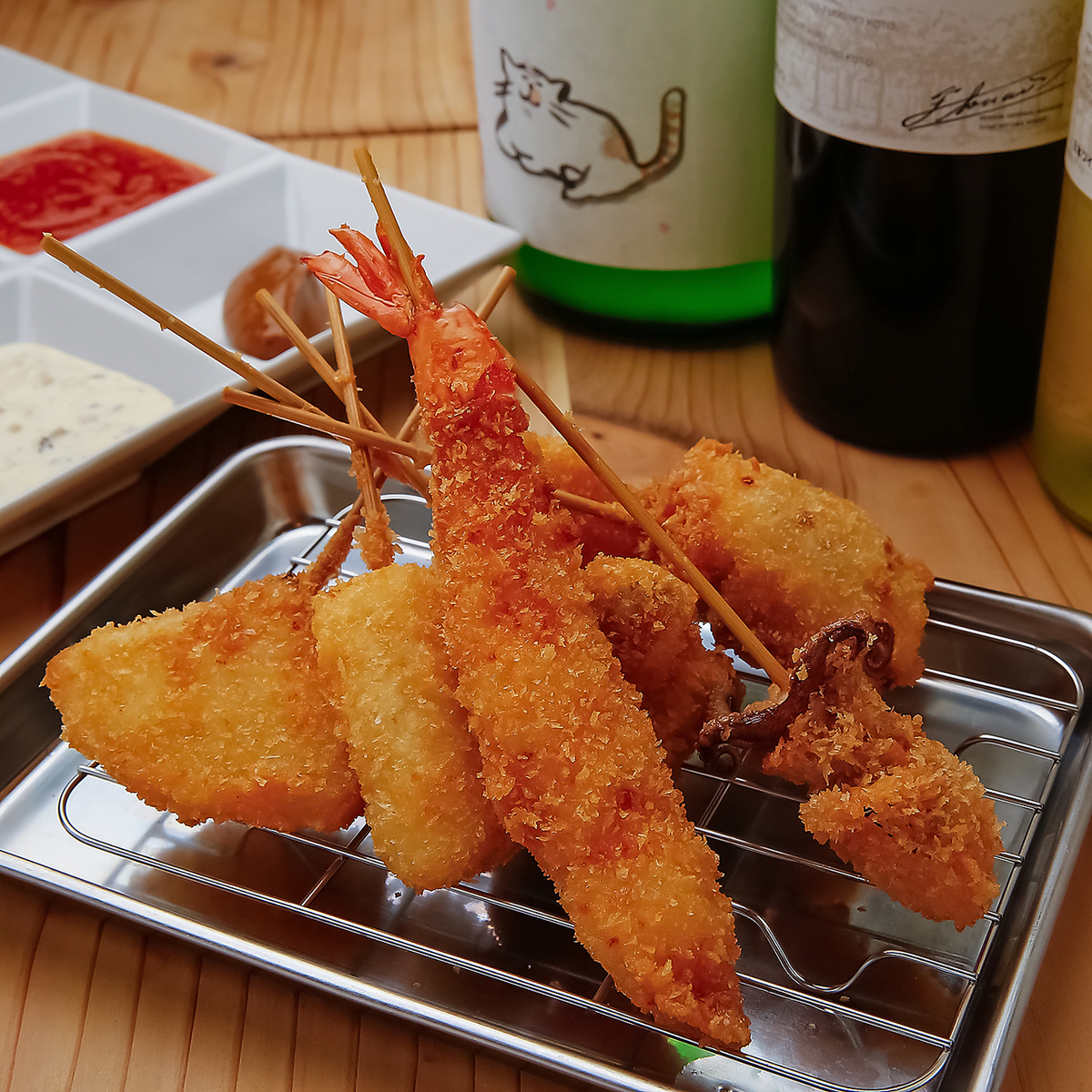 ≪新感覚の串カツ♪≫【当店の人気メニューを網羅した飲み放題付きコース！】6,300円⇒5,500円 | シェフの居酒屋 魚タリアン