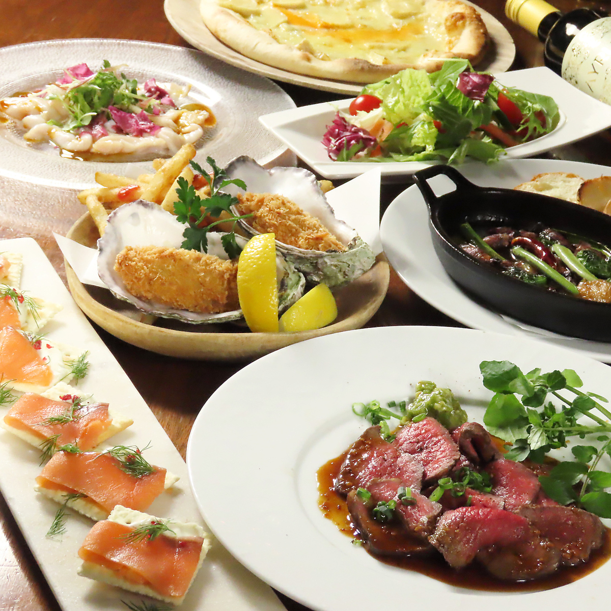 【lentoプラチナ】2時間飲み放題付き 旬の食材と絶品肉料理含む充実のお料理8品6500円 | 洋風創作居酒屋 lento レント 長岡駅前店