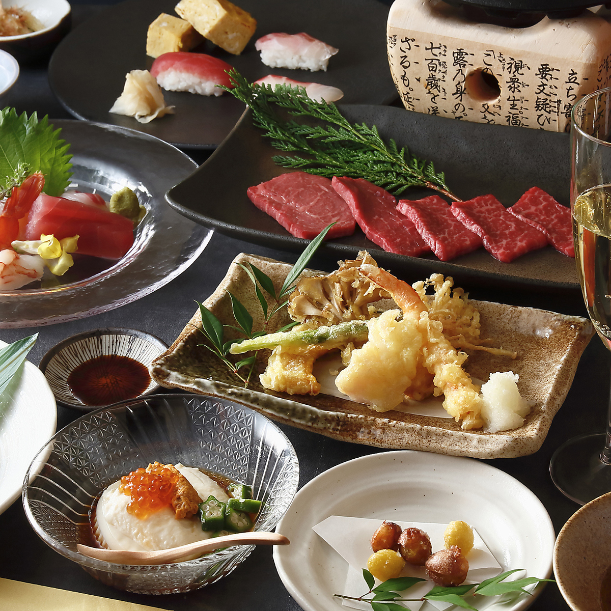 【2.5h飲み放題付】 日本酒8種 ｜季節の逸品に寄り添う一杯を | 立川 創作和食 頼二